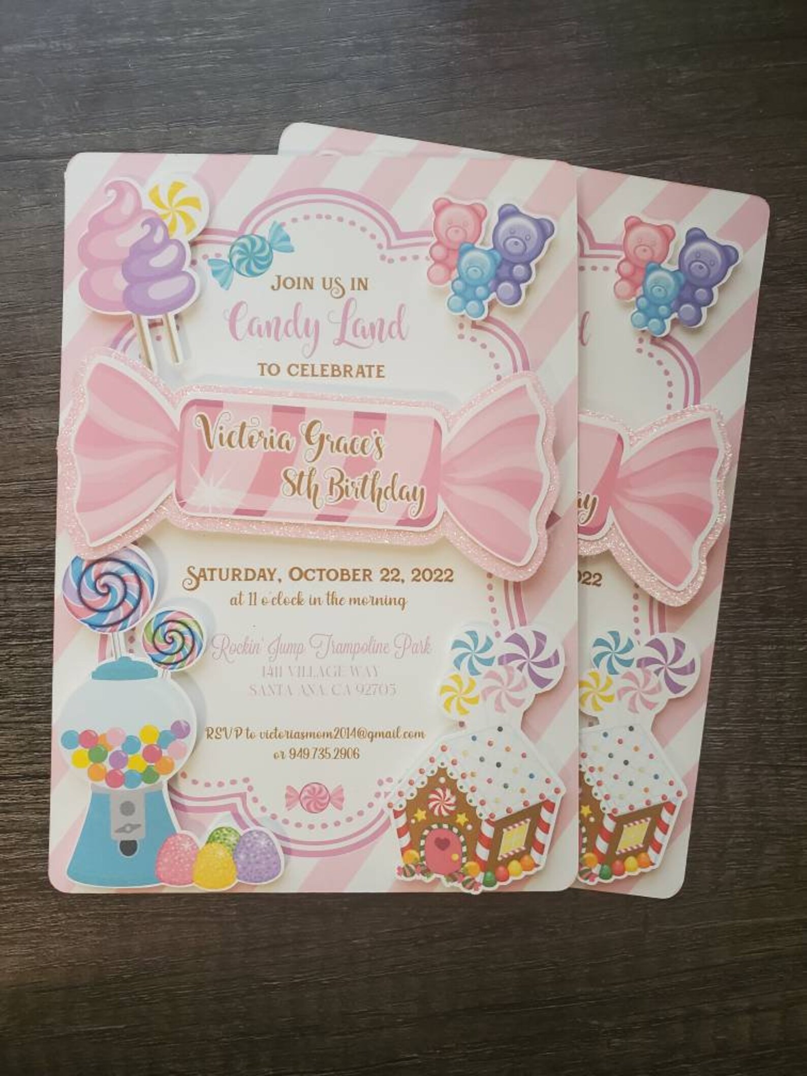 Candy Land Birthday Invitations: Glitter Popup, Sweet Shop Theme (set ...