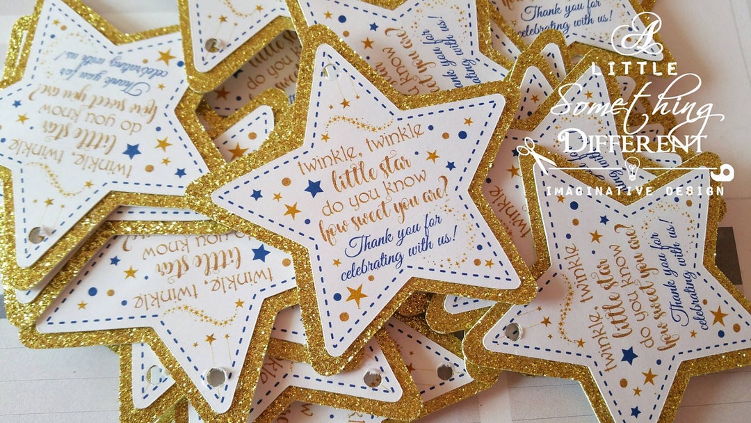 Royal Blue and Gold Glittery Star Tags, Twinkle Little Star Favor Tags ...