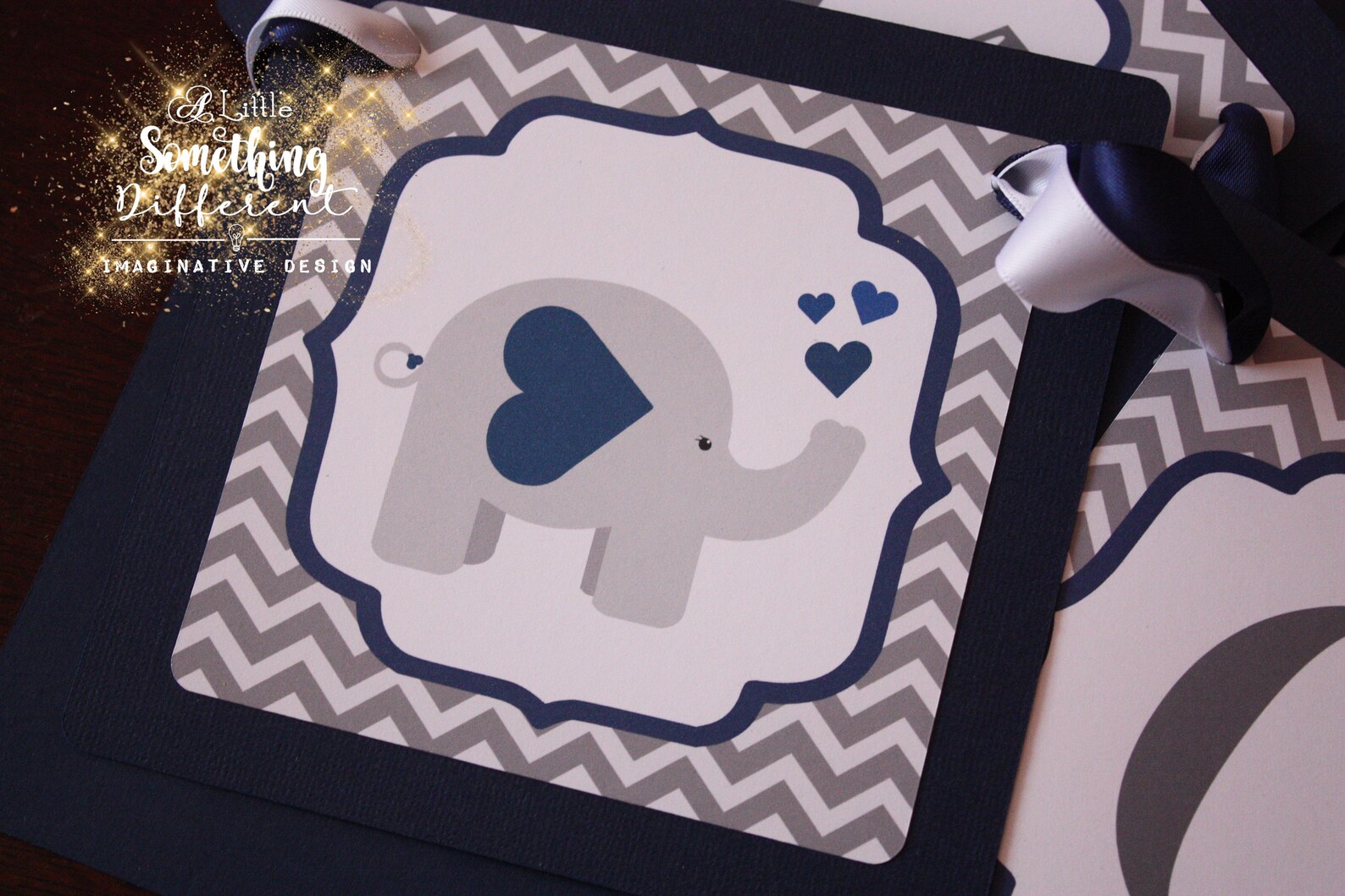 Elephant Baby Shower Decorations / Navy Blue and Gray / | Etsy