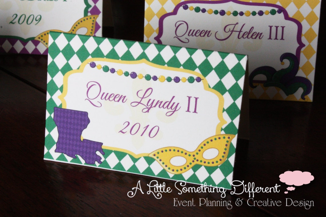 Mardi Gras Themed Place Cards Tent Cards New Orleans Green | Etsy