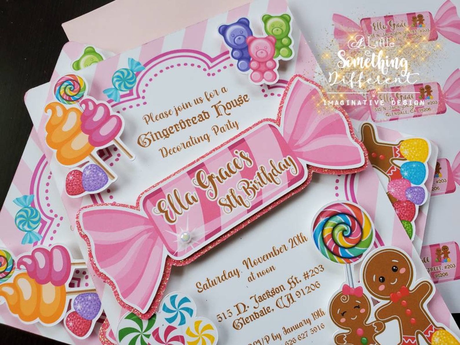 Candy Gingerbread Themed Party Invitation Sweets Party Invite - Etsy