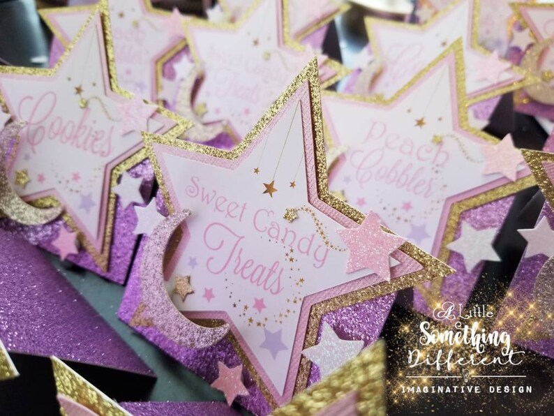 Twinkle Twinkle Little Star Placecards, Lavender and Pink, Babyshower ...