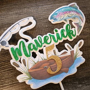 Gone Fishing Cake Topper Birthday Party Fishing Themed Party Cake ...
