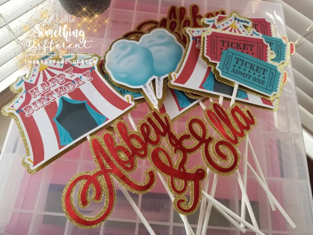 Circus Carnival Birthday Decorations Cake Topper/ Centerpieces / Circus ...
