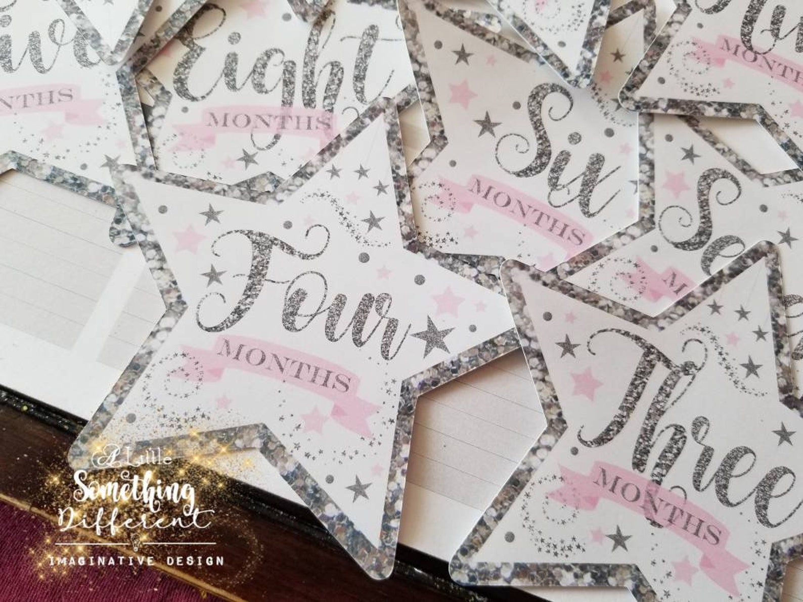 Silver and Pink Baby Girl Milestone Stickers / Monthly - Etsy
