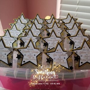 Hollywood Black and Gold Star Place Cards, Table Setting, Prom, Awards ...