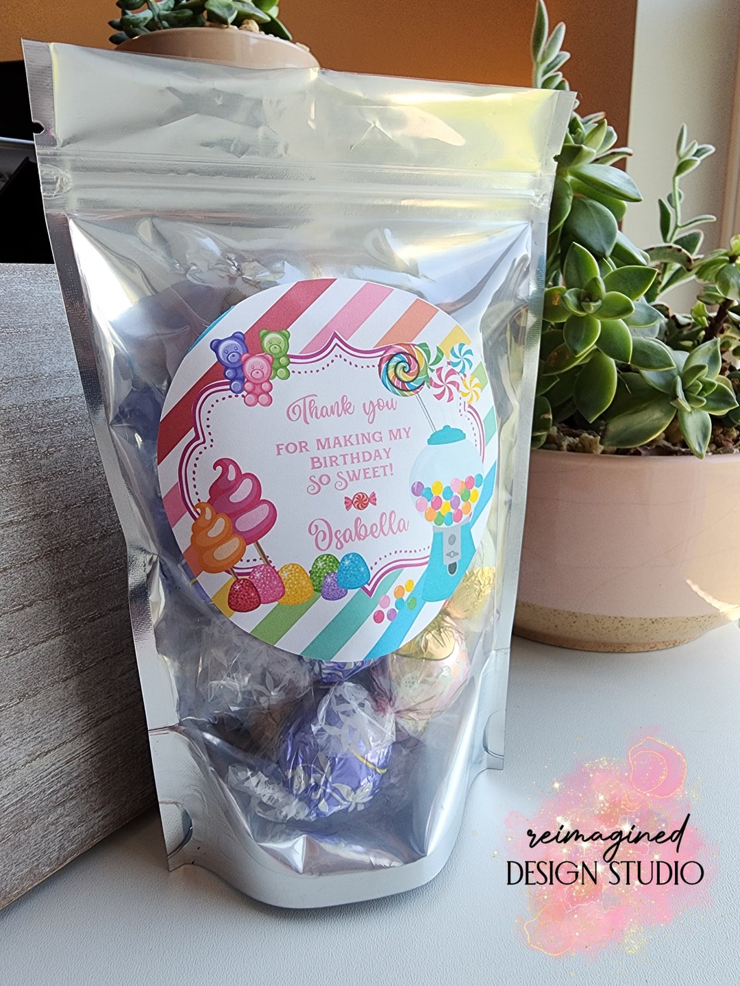 Candyland Favor Bags: Personalized Birthday Stickers, Mylar Treat Bags ...