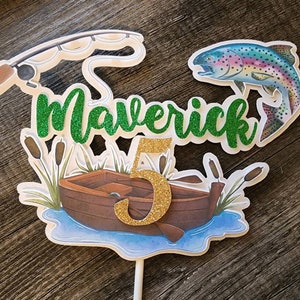 Gone Fishing Cake Topper Birthday Party Fishing Themed Party Cake ...