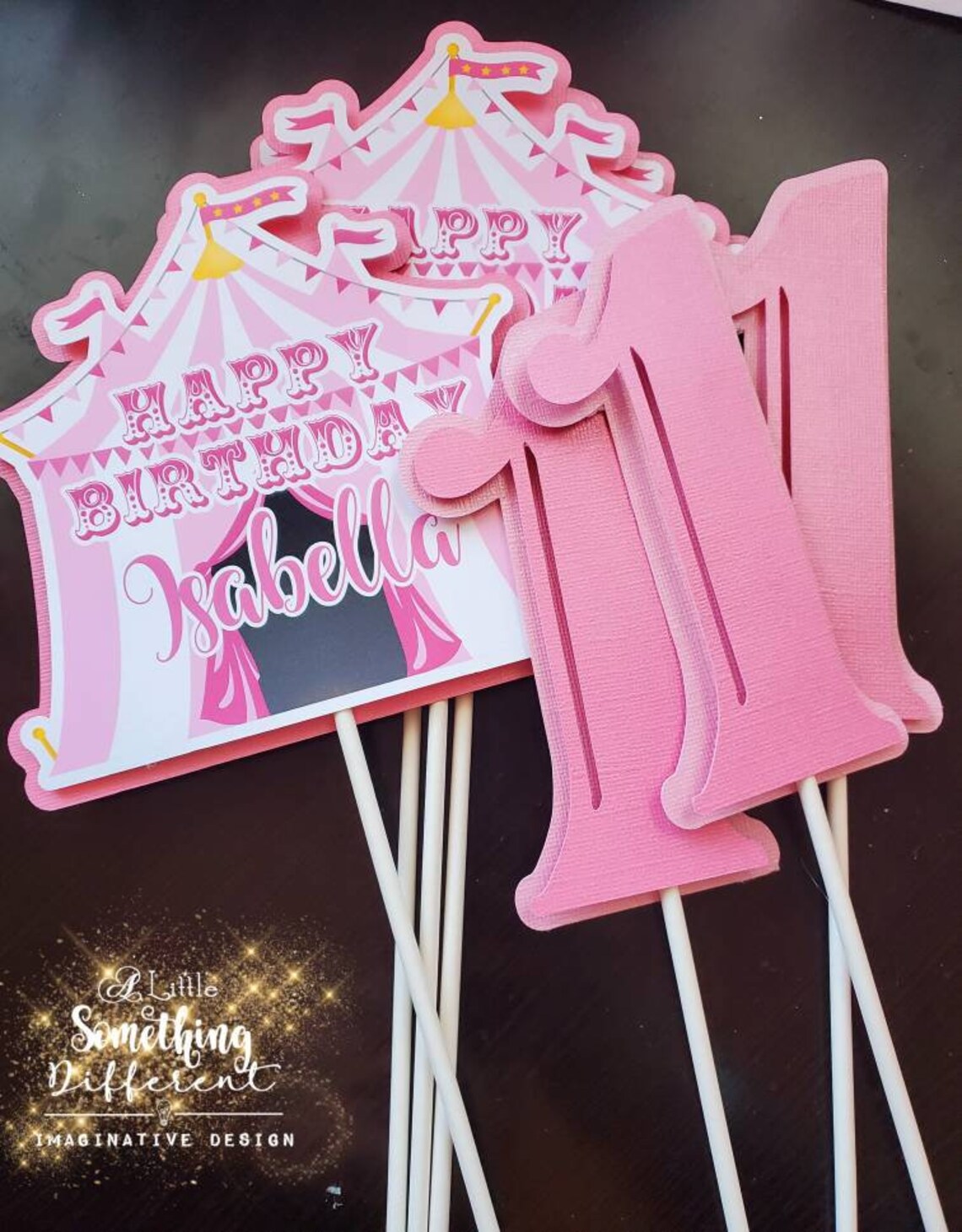 Pink Circus Carnival Birthday Decorations Cake Topper/ Centerpieces ...