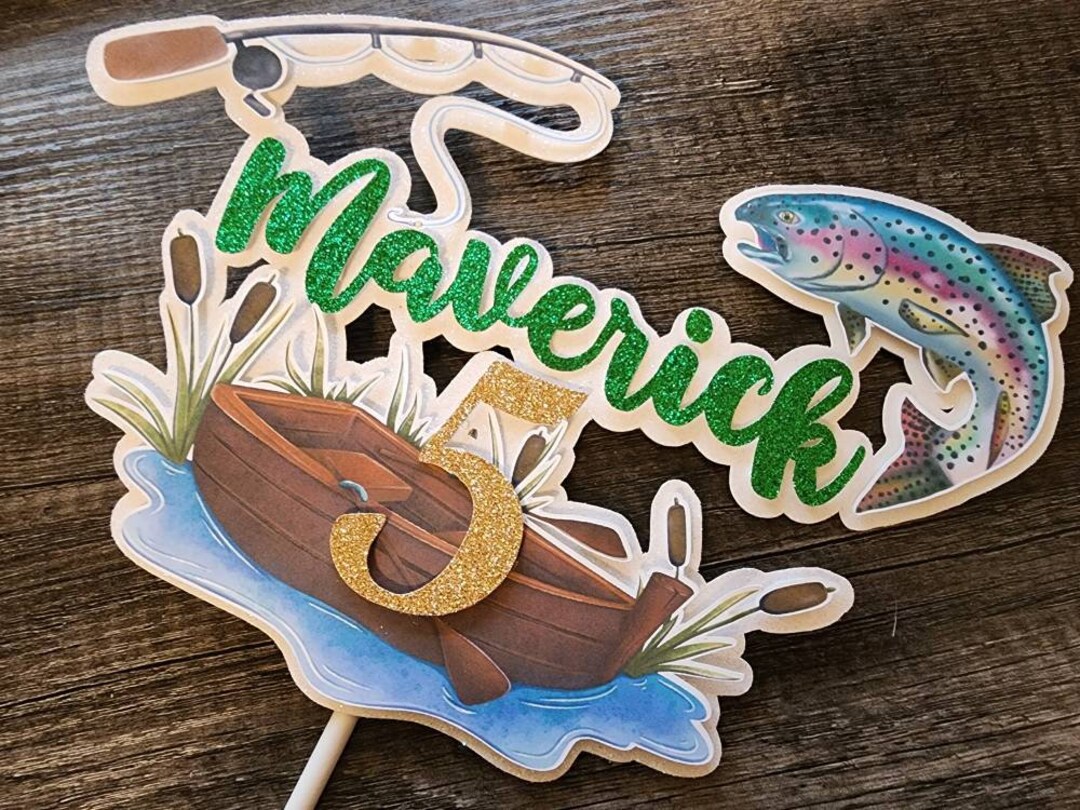 Gone Fishing Cake Topper Birthday Party Fishing Themed Party Cake ...