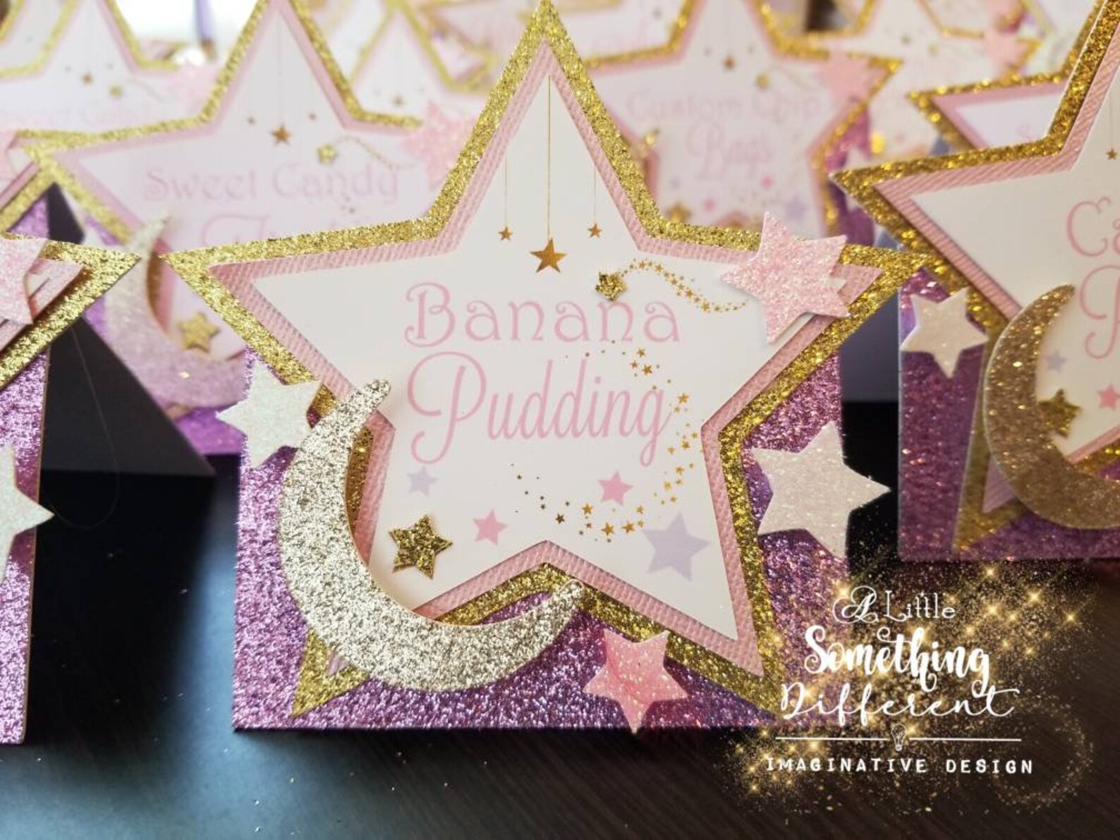 Twinkle Twinkle Little Star Placecards, Lavender and Pink, Babyshower ...