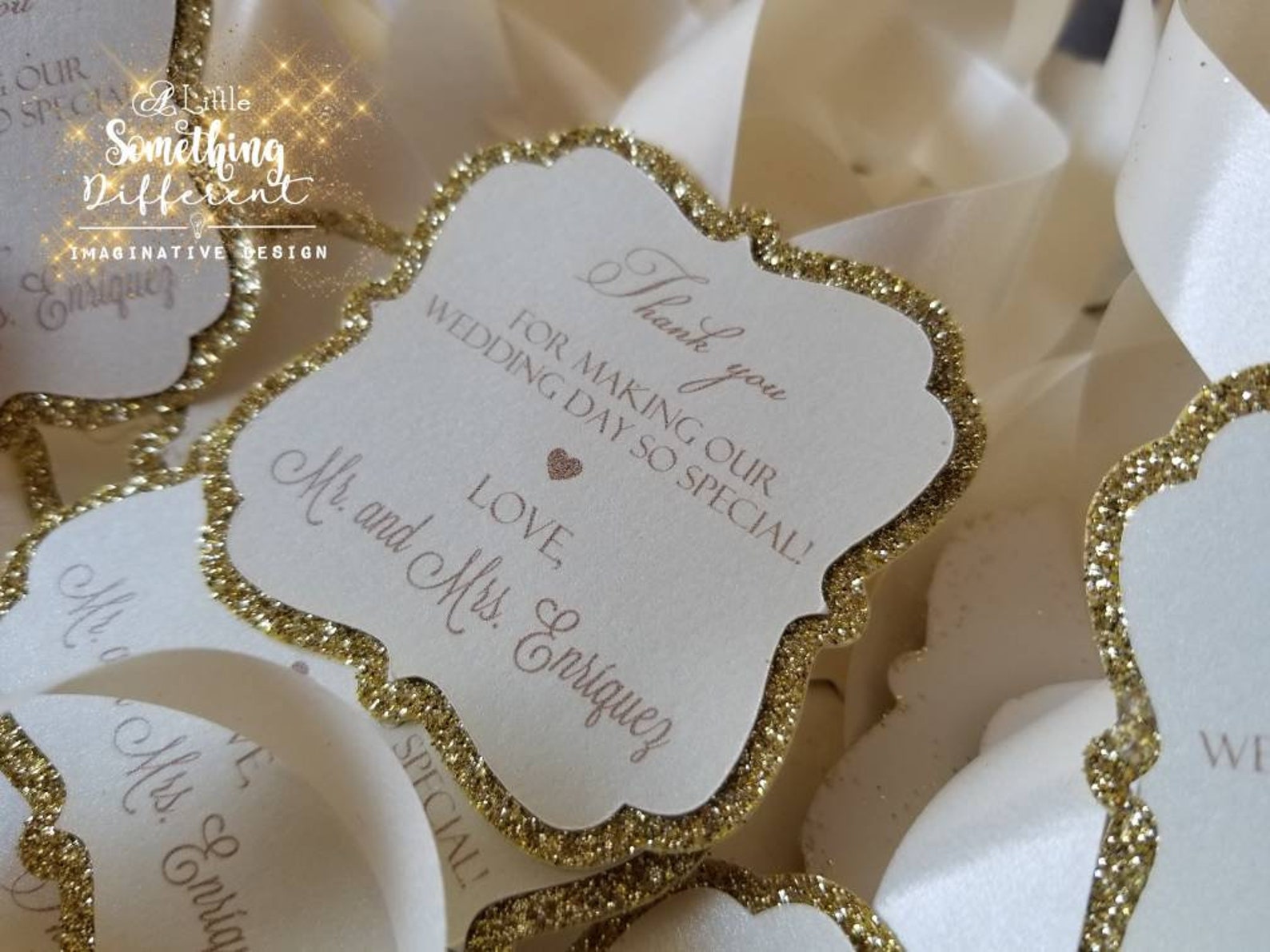 Wedding Anniversary Gold and White Champagne Favor Tags Mini Champagne ...