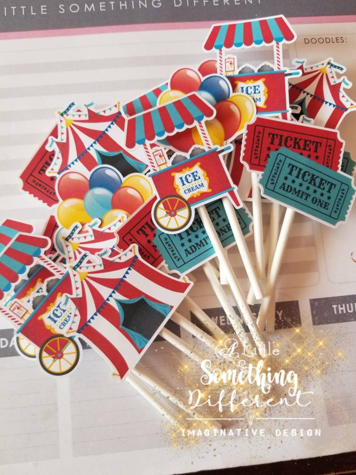 Circus Carnival Cupcake Toppers / Circus Birthday / Carnival - Etsy