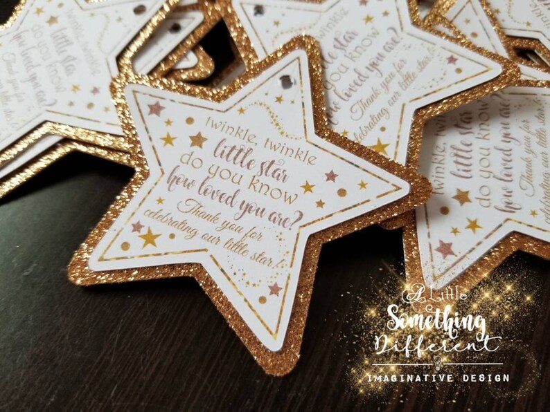 Rose Gold Star Favor Tags / Gender Neutral Star Tags / All Gold Star ...