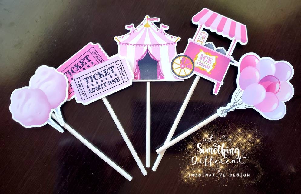 Pink Circus Carnival Cupcake Toppers / Circus Birthday / Girl | Etsy
