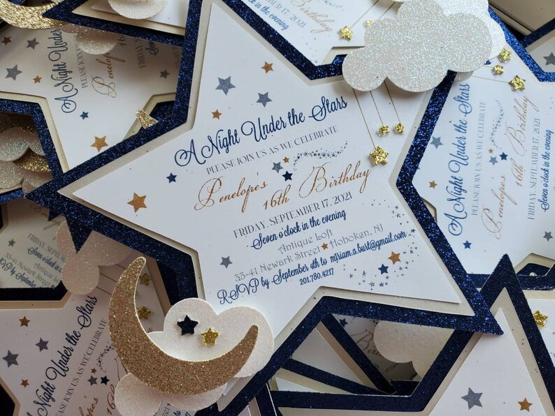 Under the Stars Invitation | Under the Stars Quinceanera | Sweet 16 ...