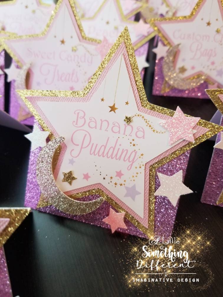 Twinkle Twinkle Little Star Placecards, Lavender and Pink, Babyshower ...