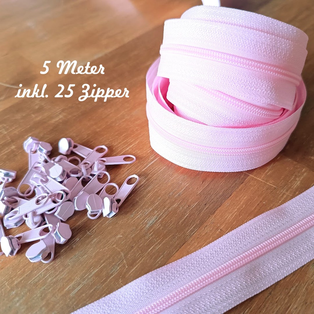5 Meters of Endless Zipper 3 Mm 25 Zippers Pink / Bag Accessories ...