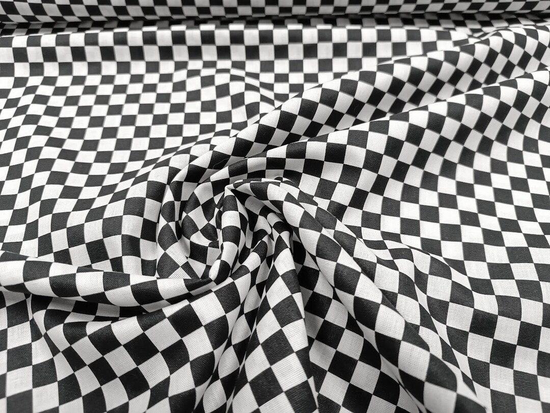 Woven Cotton Checkerboard Pattern Black/white 1 Cm - Etsy