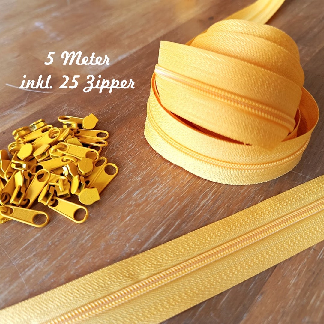 5 Meters of Endless Zipper 3 Mm + 25 Zippers Yellow / Bag Accessories ...