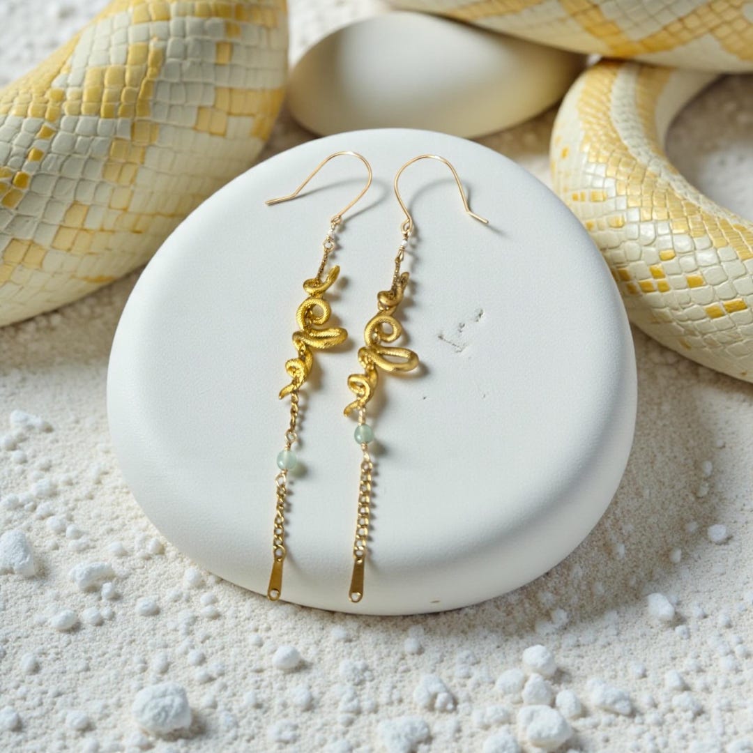 Golden Serpent Eclipse Drop Earrings - Etsy