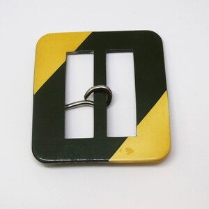 Large Bakelite Two Toned Green Yellow Carved Belt Buckle Deco Bakelite ...