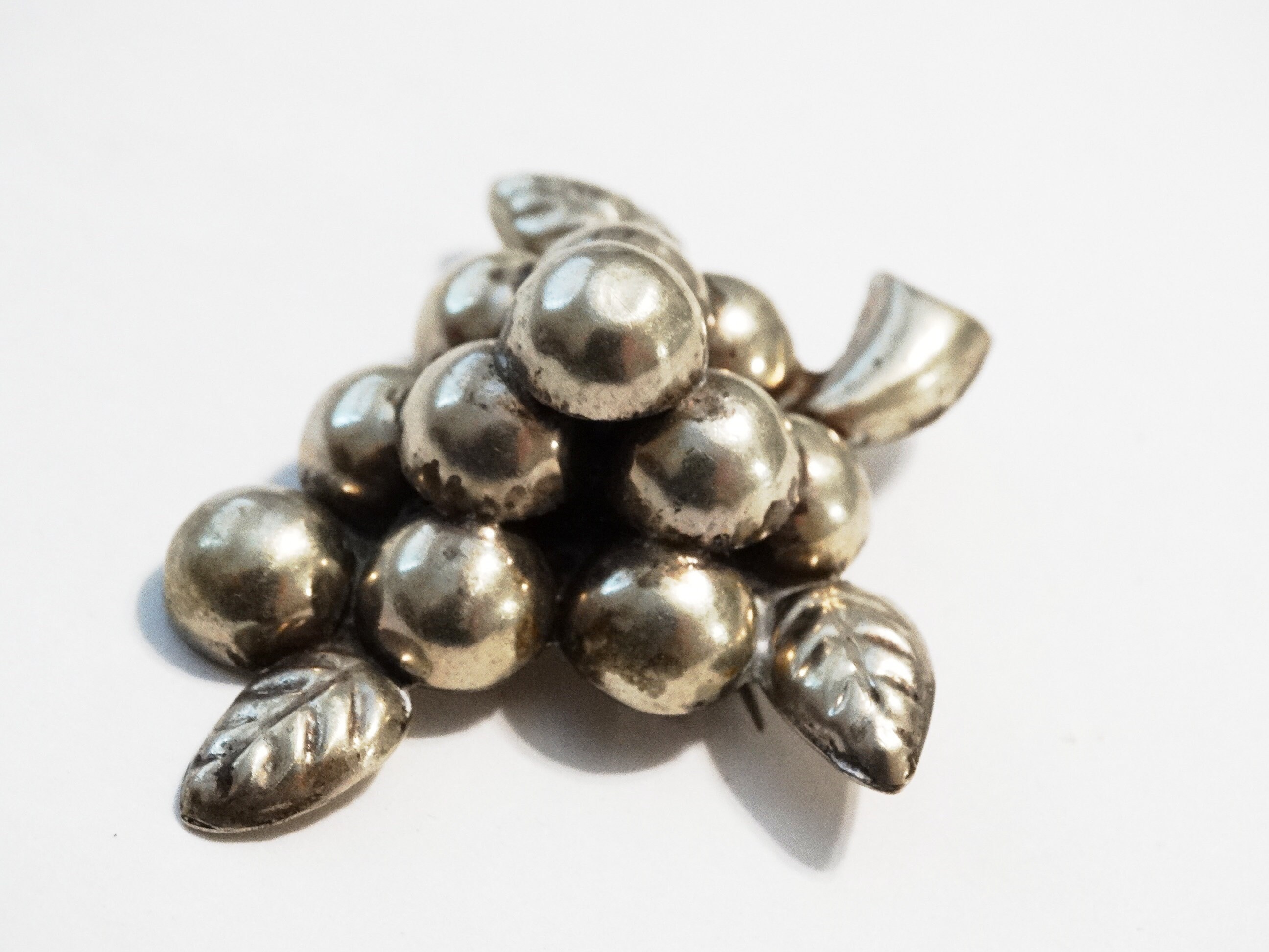 Vintage Mexican Sterling Silver Grape Cluster Brooch Figural Novelty ...