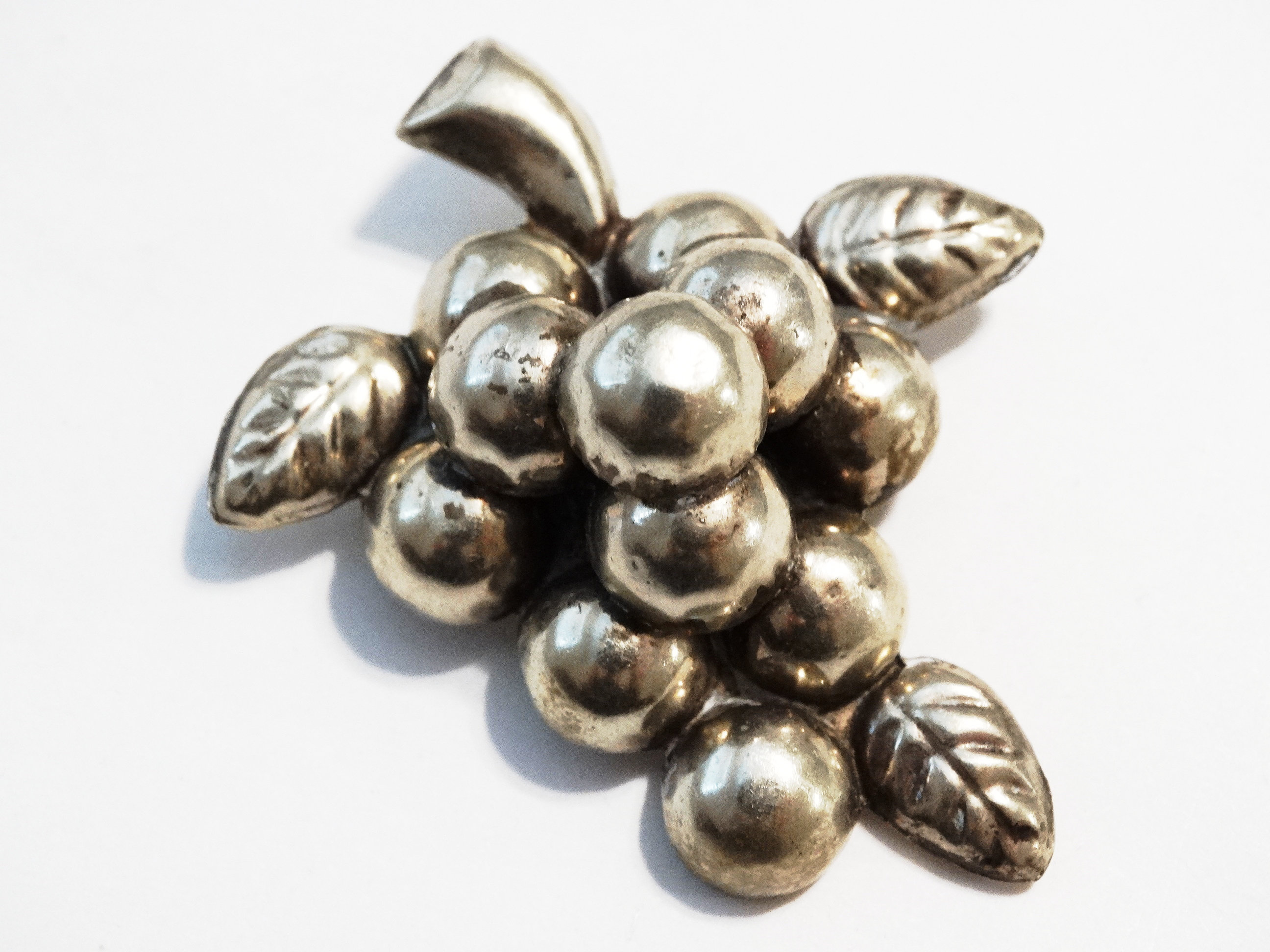 Vintage Mexican Sterling Silver Grape Cluster Brooch Figural Novelty ...