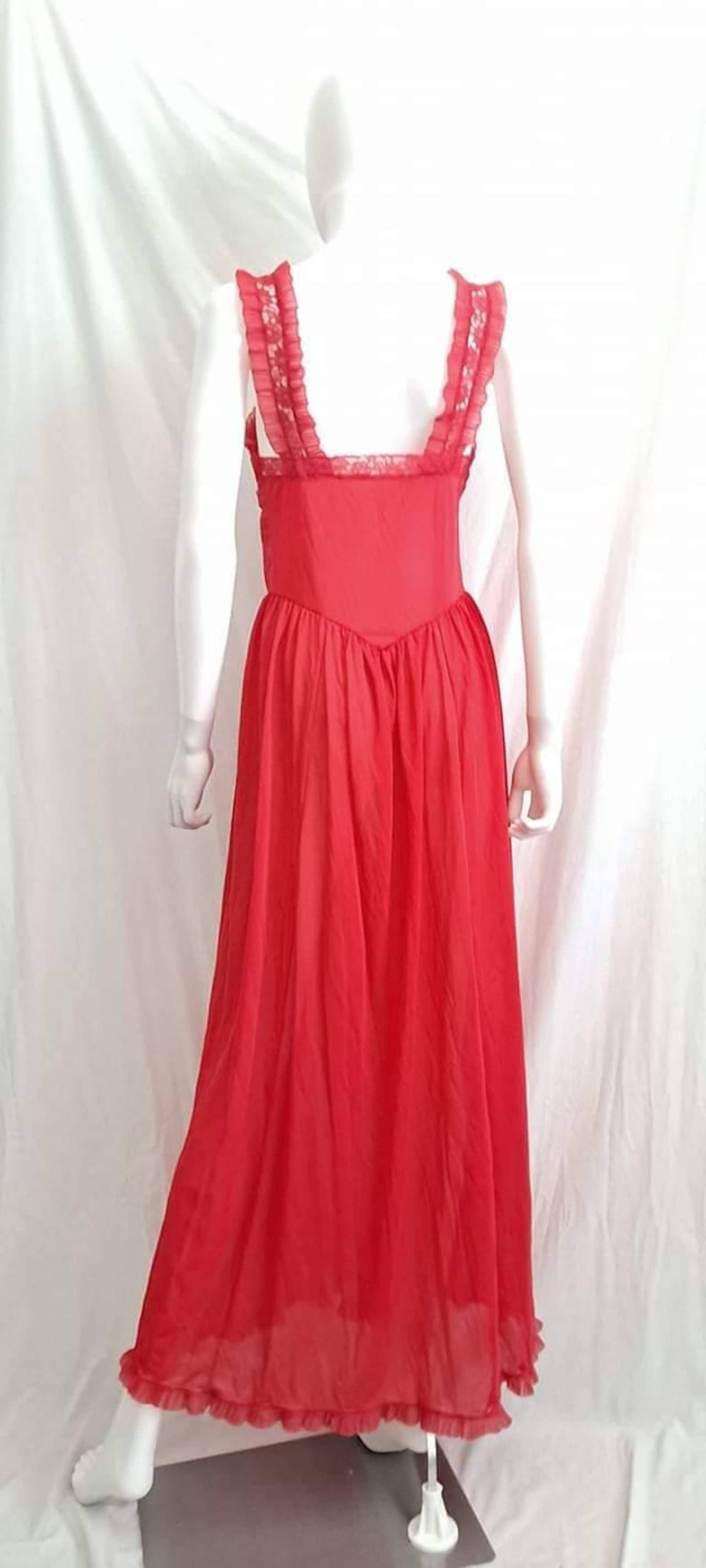 1950s Sheer Red Ruffled Negligee Nightgown by Snowdon 36 Bust - Etsy UK