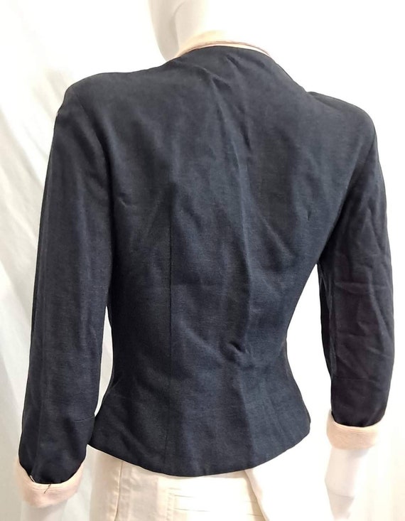 1950s Heathered Navy Blue Wool Suit Jacket with Angor… - Gem