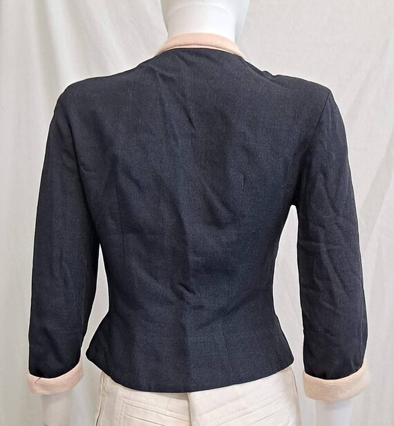 1950s Heathered Navy Blue Wool Suit Jacket with Angor… - Gem