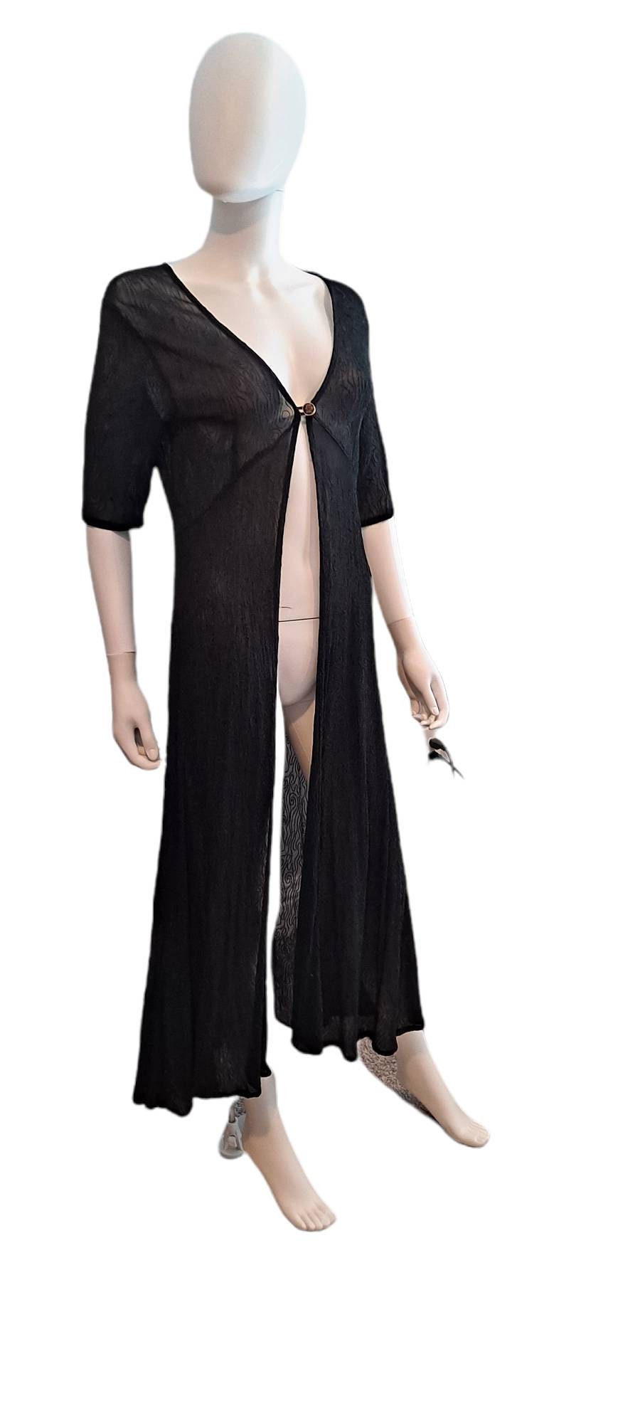 Vintage Ghost London Sheer Embroidered Viscosse Duster Open Front Dress ...