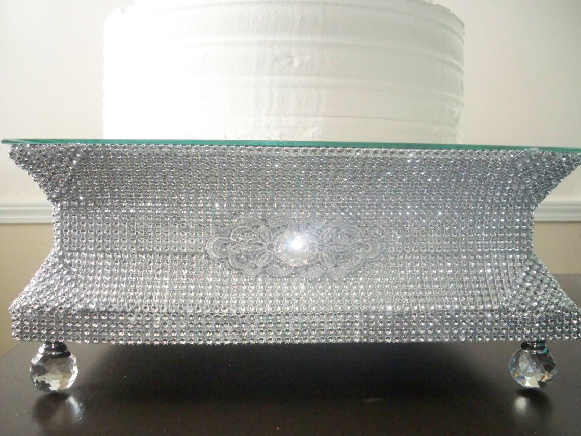 Bling Silver Wedding Cake Stand,square Cake Stand,curvy Cake Stand ...