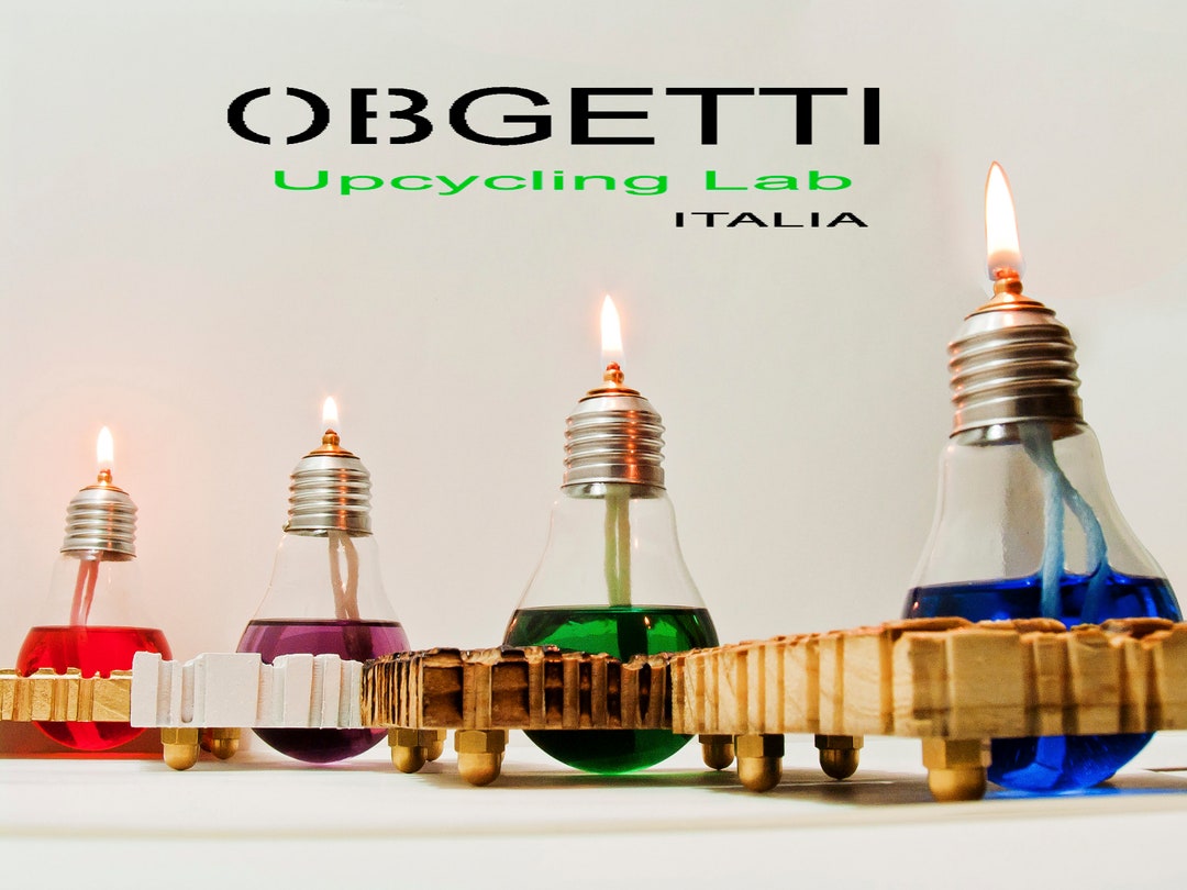 Upcycled Edison Light Bulb Oil Lamp, Wooden Holder Oil Lantern Gift ...