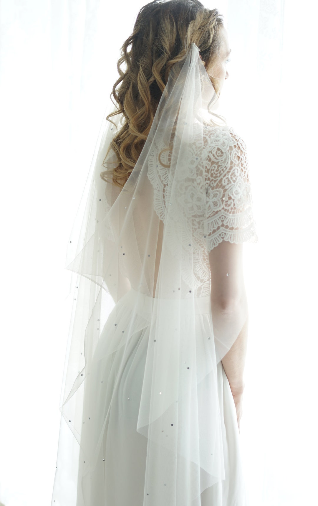 Crystal Boho Veil, Crystal Rhinestone Boho Bridal Wedding Draped ...