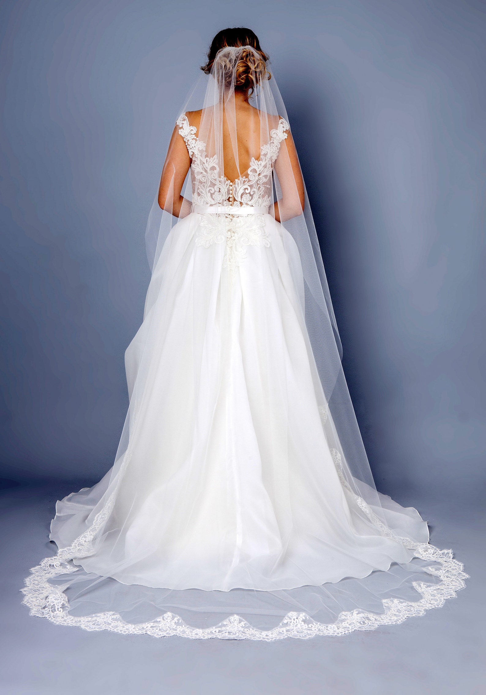 Lace Bridal Veil Lace Wedding Veil Long Lace Veil Ivory | Etsy