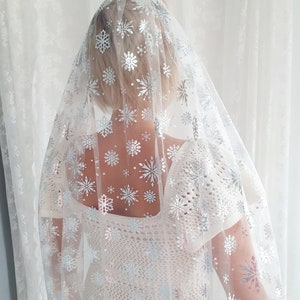 Long Star Celestial Snow Wedding Veil, Star Veil, Moon Bridal Veil, Glitter Bridal Veil, Soft ...