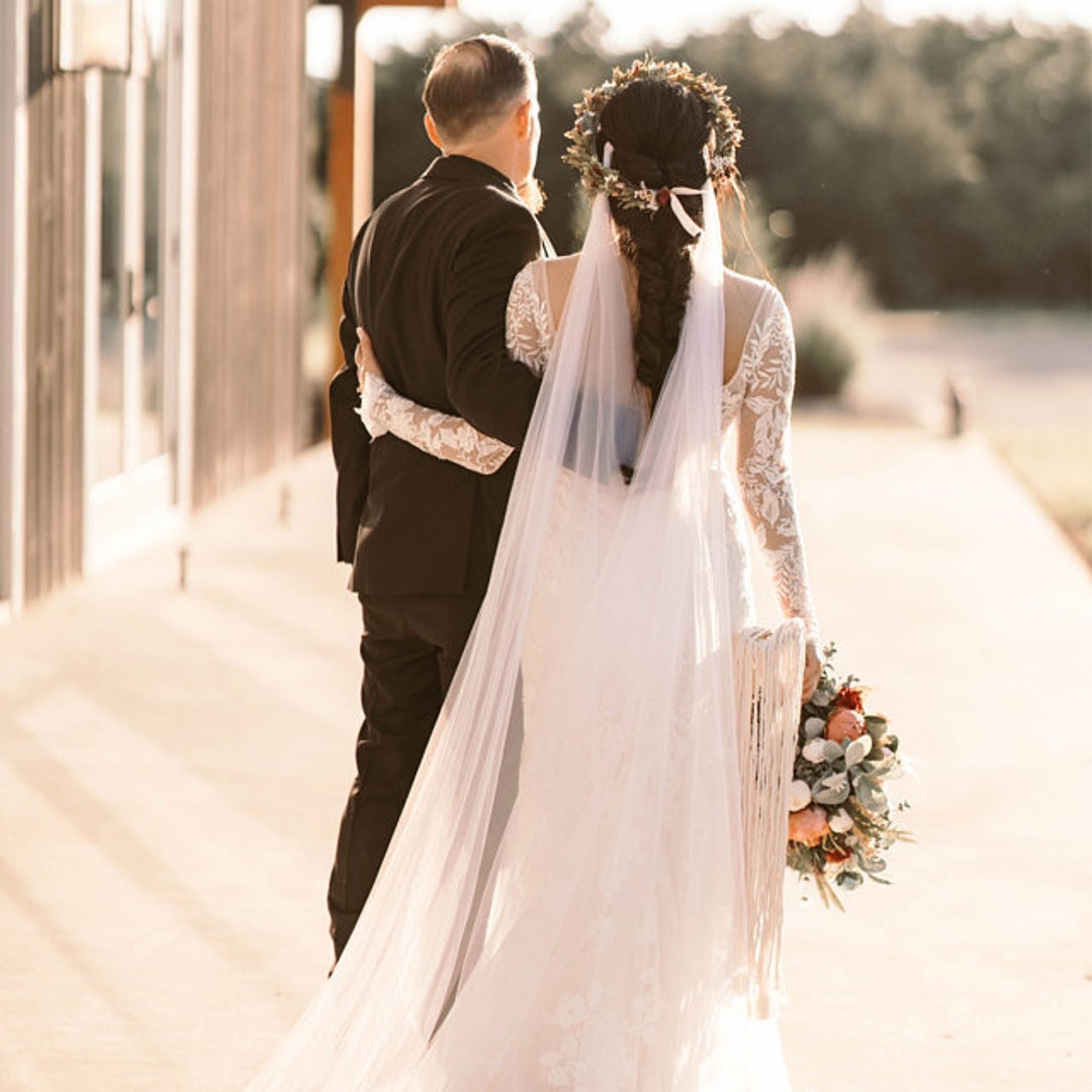 Bridal Draped Boho Veil Wedding Veil, Bohemian Veil, Soft English Tulle ...