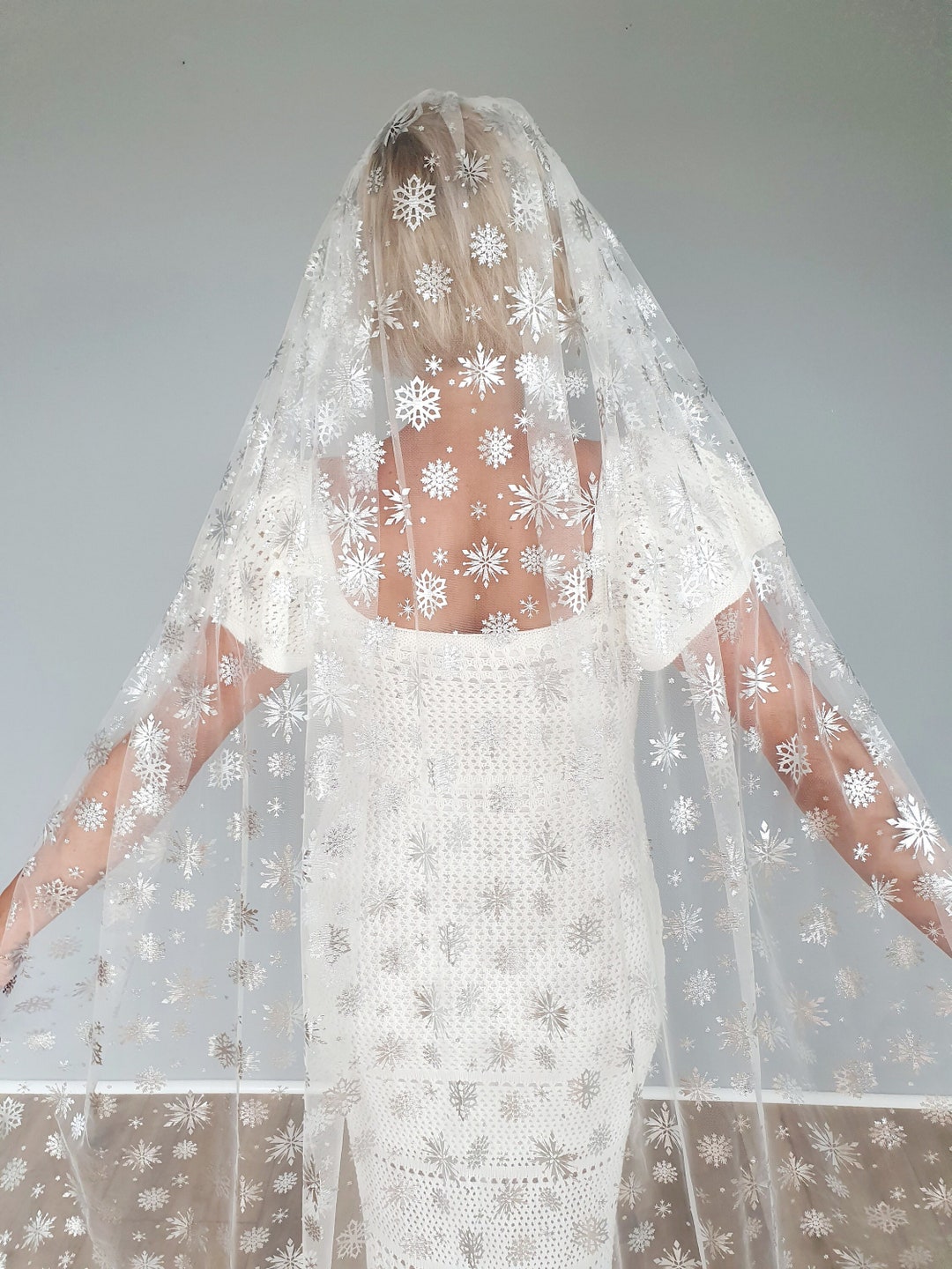 Long Star Celestial Snow Wedding Veil, Star Veil, Moon Bridal Veil ...