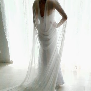 Boho Draped Silk Veil, Pure 100% Silk Veil, Boho Ivory Wedding Veil ...