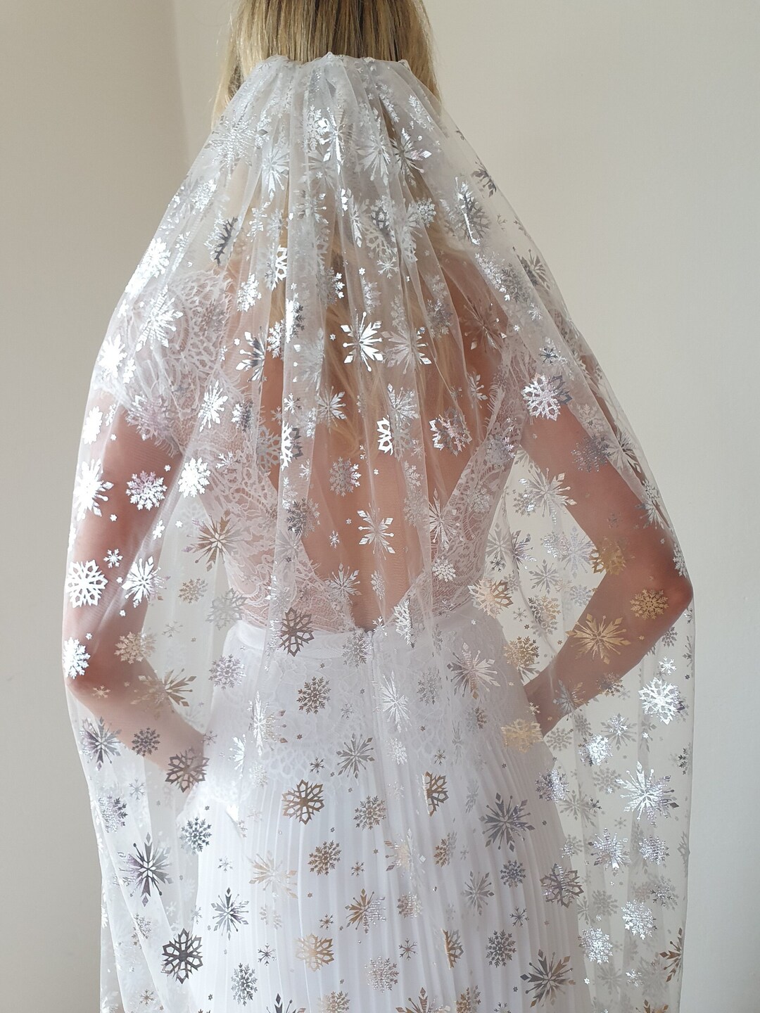 Long Star Celestial Snow Wedding Veil Star Veil Moon Bridal - Etsy