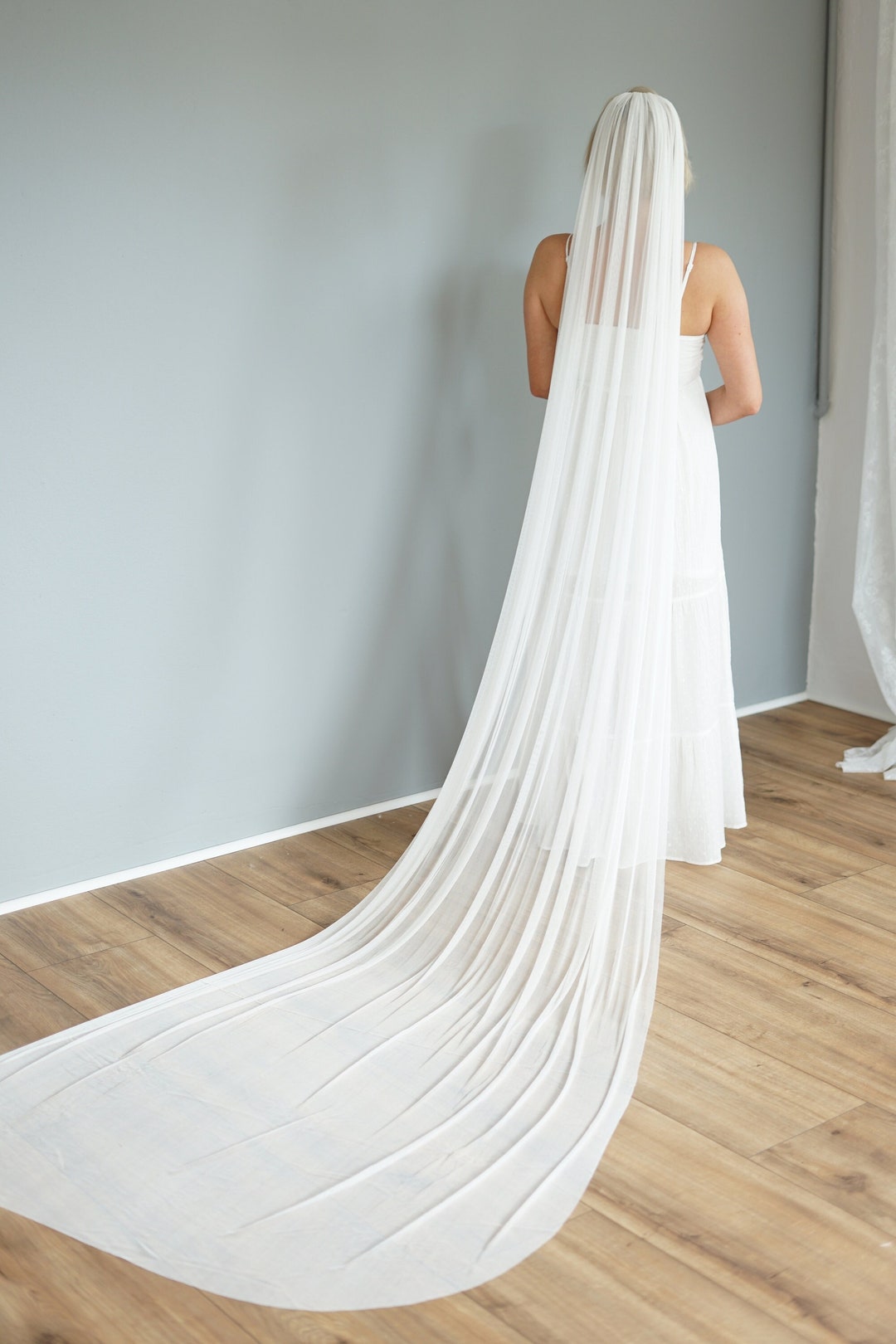 Silk Tulle Wedding Veil, 100% Natural Ivory Silk Tulle Veil, Super Soft ...