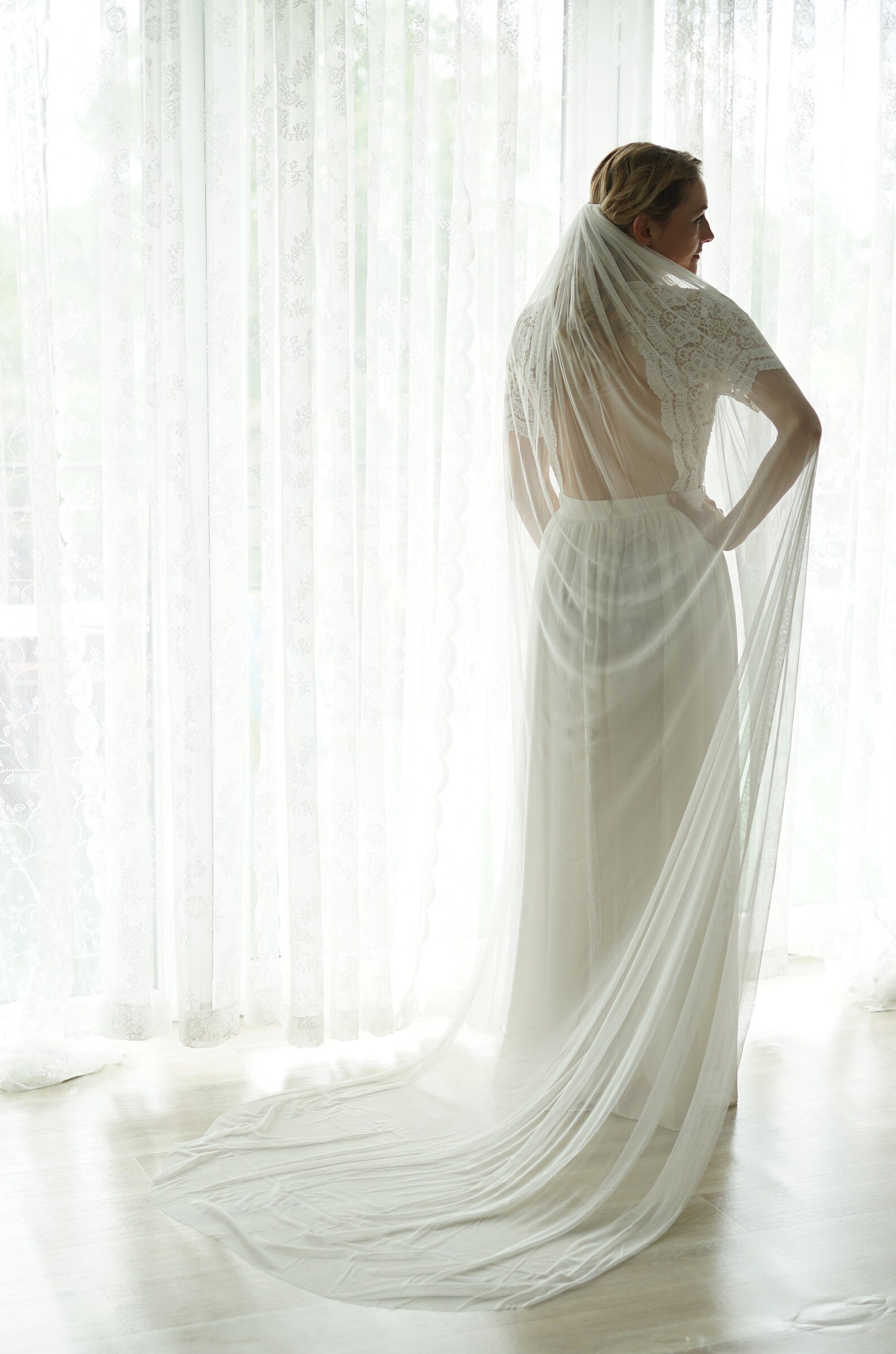 Silk Tulle Wedding Veil 100% Natural Ivory Silk Tulle Veil - Etsy