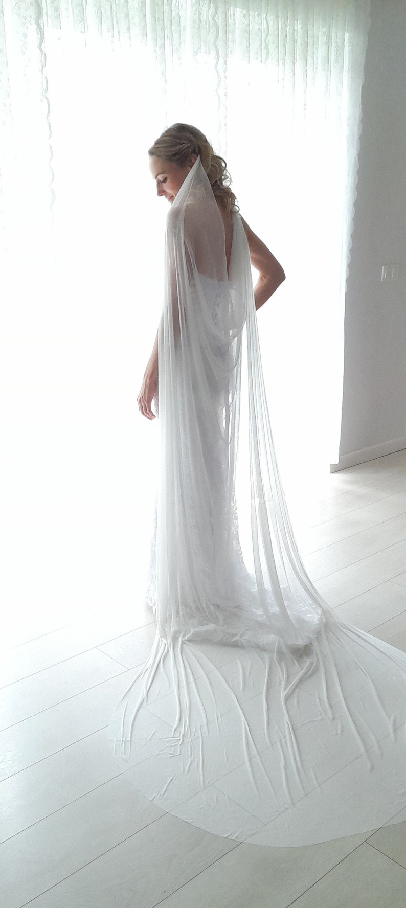 Boho Draped Silk Veil Pure 100% Silk Veil Boho Ivory Wedding - Etsy