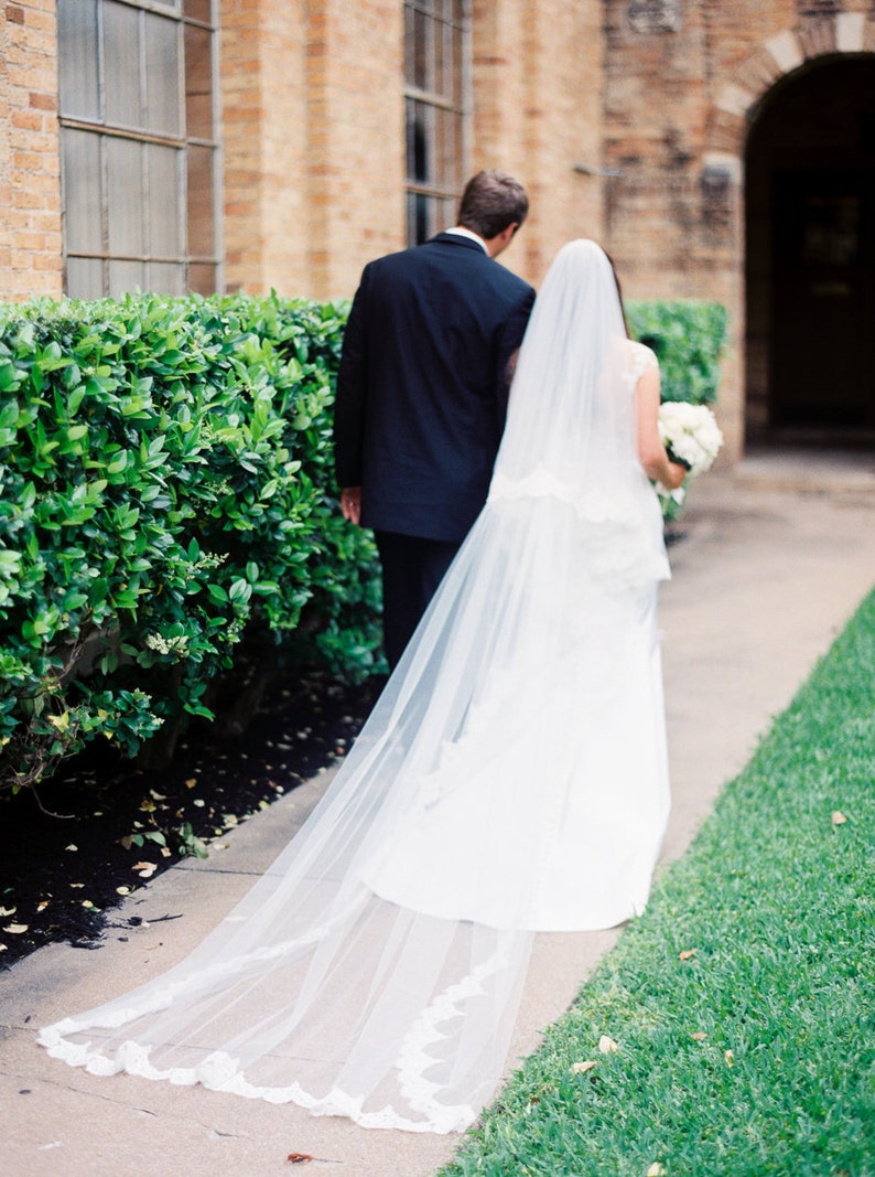 Double Lace Bridal Veil Lace Wedding Veil White Ivory Soft - Etsy