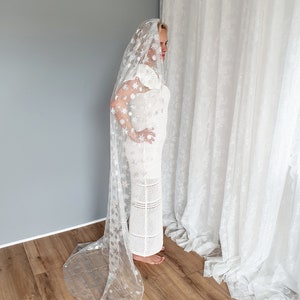 Long Star Celestial Snow Wedding Veil, Star Veil, Moon Bridal Veil, Glitter Bridal Veil, Soft ...