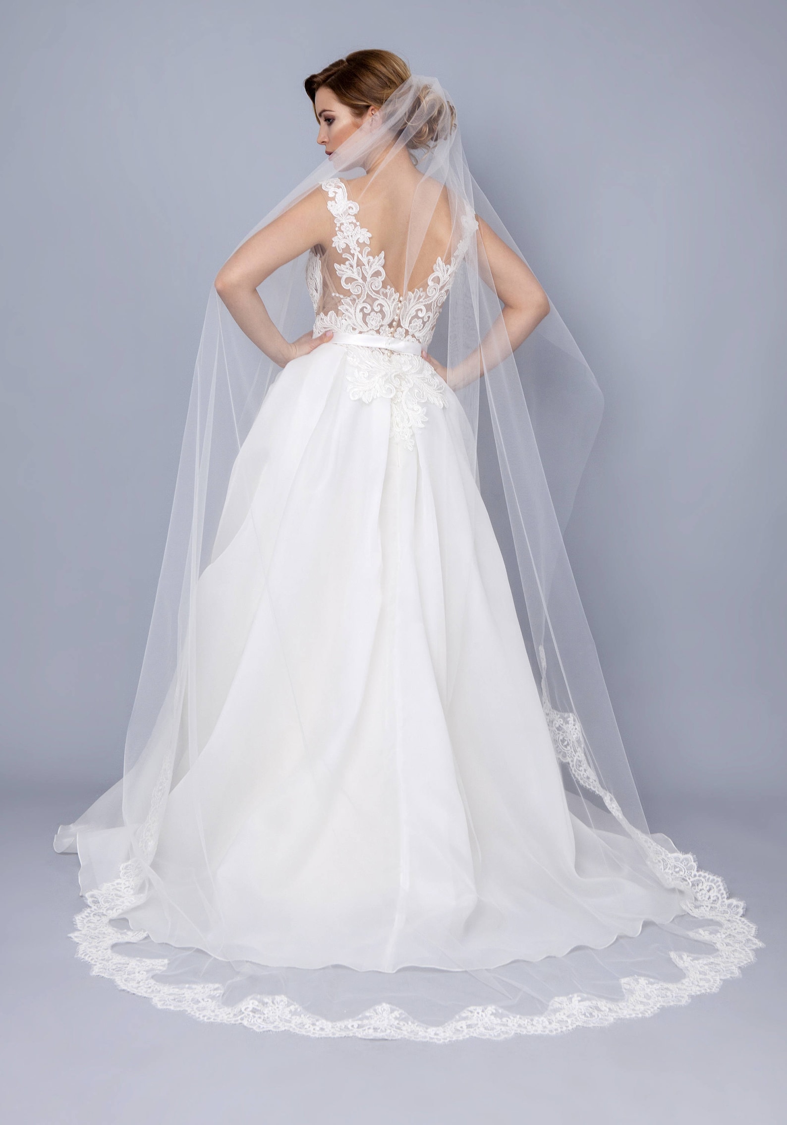 Lace Bridal Veil Lace Wedding Veil Long Lace Veil Ivory | Etsy