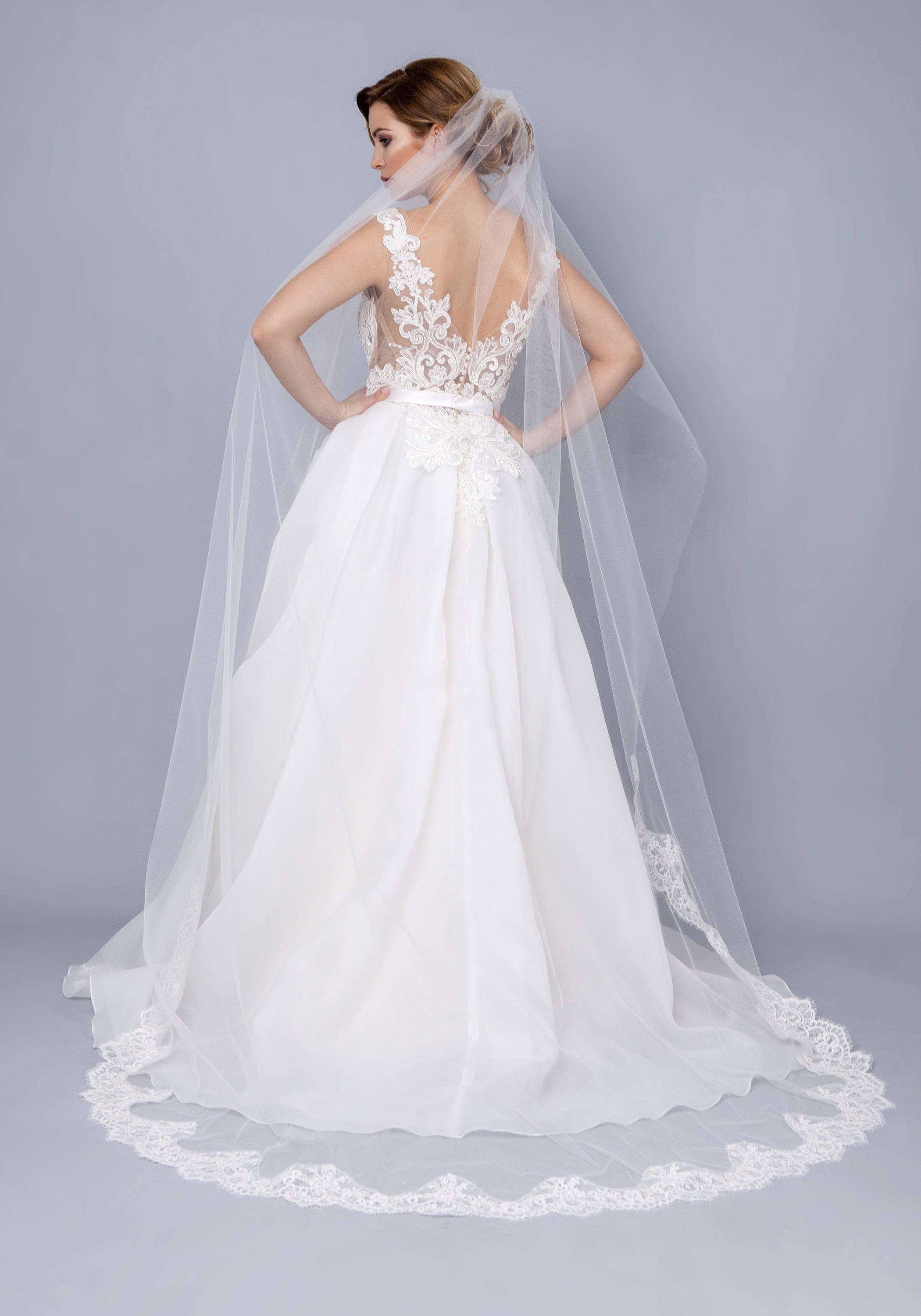 Lace Bridal Veil Lace Wedding Veil White Ivory Soft Veil - Etsy UK