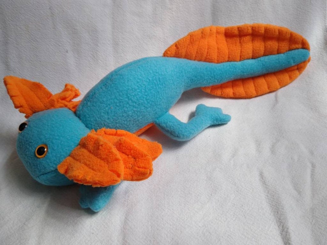 Orange With Turquoise Axolotl Plushie - Etsy