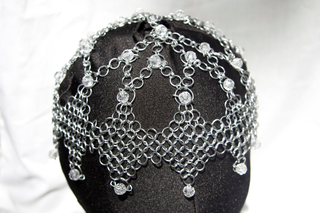 Chainmaille Beaded Headdress - Ready Made - Etsy